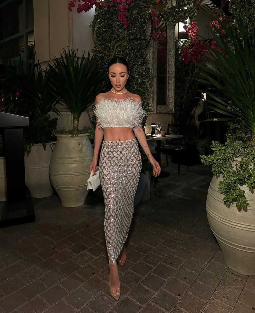 NIGRA Furr Top Sequin Midi Skirt – LGQueen